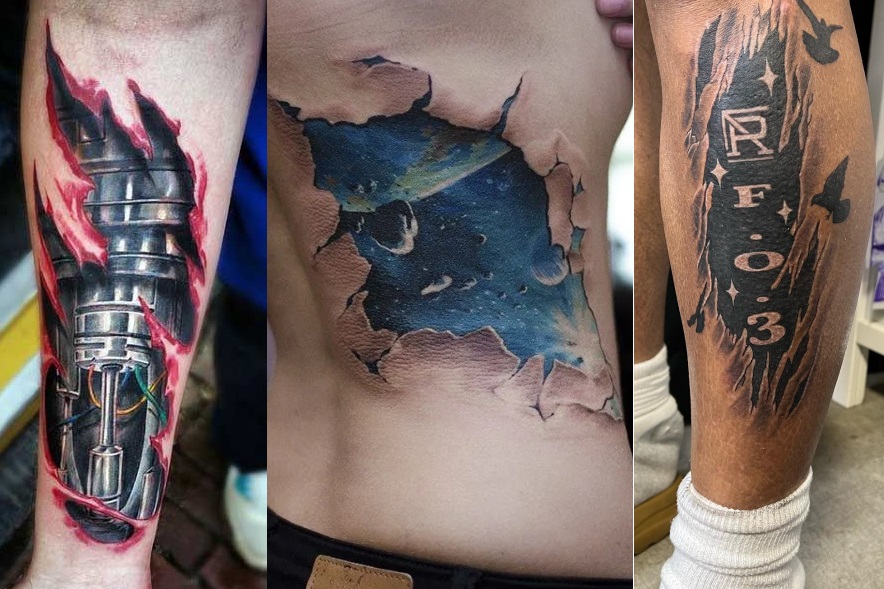 Unique Ripped Skin Tattoo Ideas for Men and Women - Shareme.zone